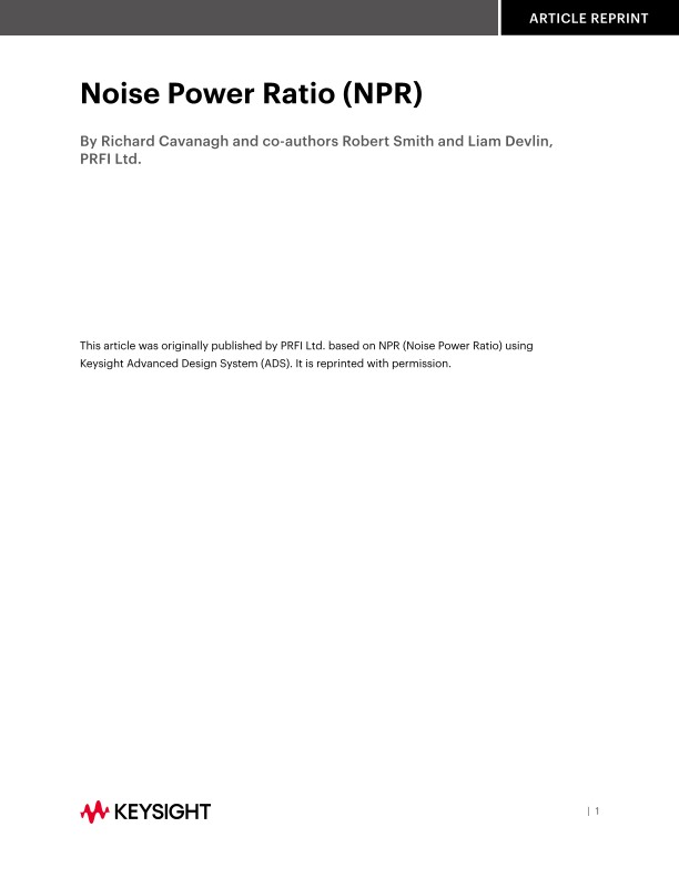 Noise Power Ratio (NPR) PDF Asset Page | Keysight